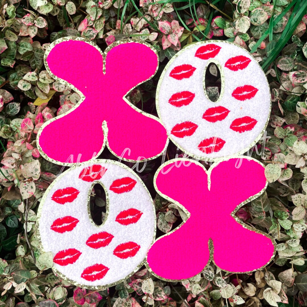 Xoxo Patch, Valentines Day Patch, Love, Heart, Red Lip, Chenille Patch, Sequin Patch, Large ...