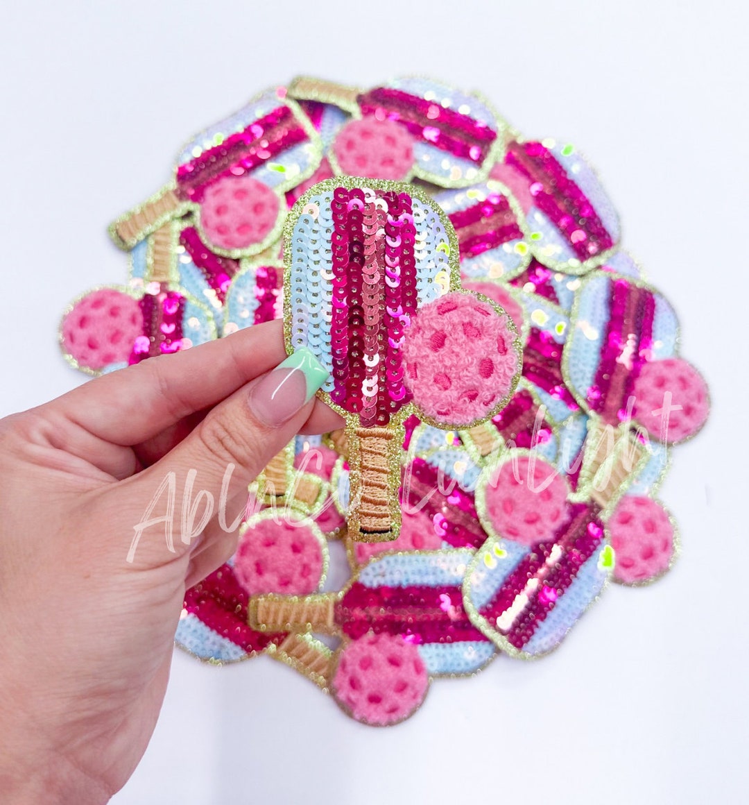 Pickleball Patch, Pickleball Paddle Patch, Sequins Patch, Pink Patches ...