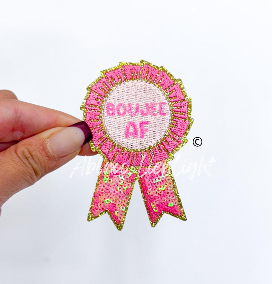 Boujee AF Ribbon Patch - Chenille & Sequin Applique (3" X 2") - Etsy