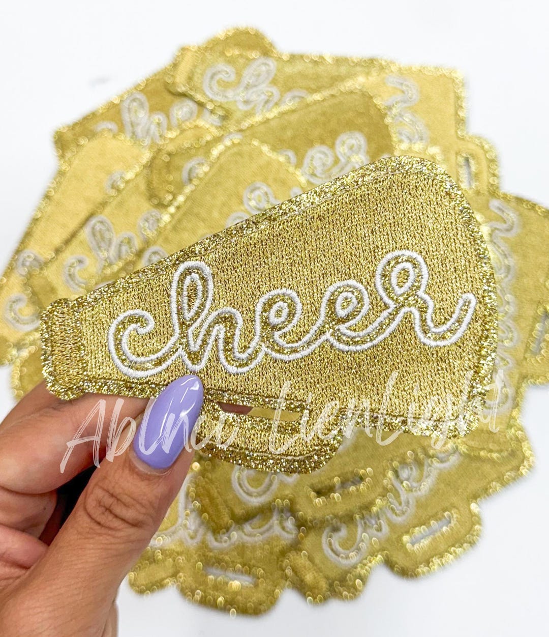 Gold Megaphone Patch, Cheer Patches, Iron on Patch, Game Day Patch, Trucker Hat Patches, Glitter ...