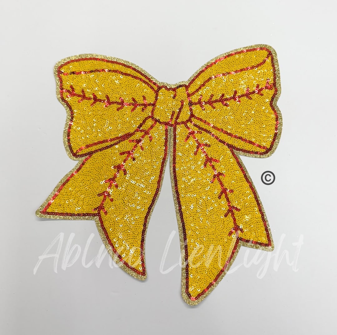 Sequin Softball Bow Patch: Large Iron-on Applique (10.5'' X 10'') - Etsy
