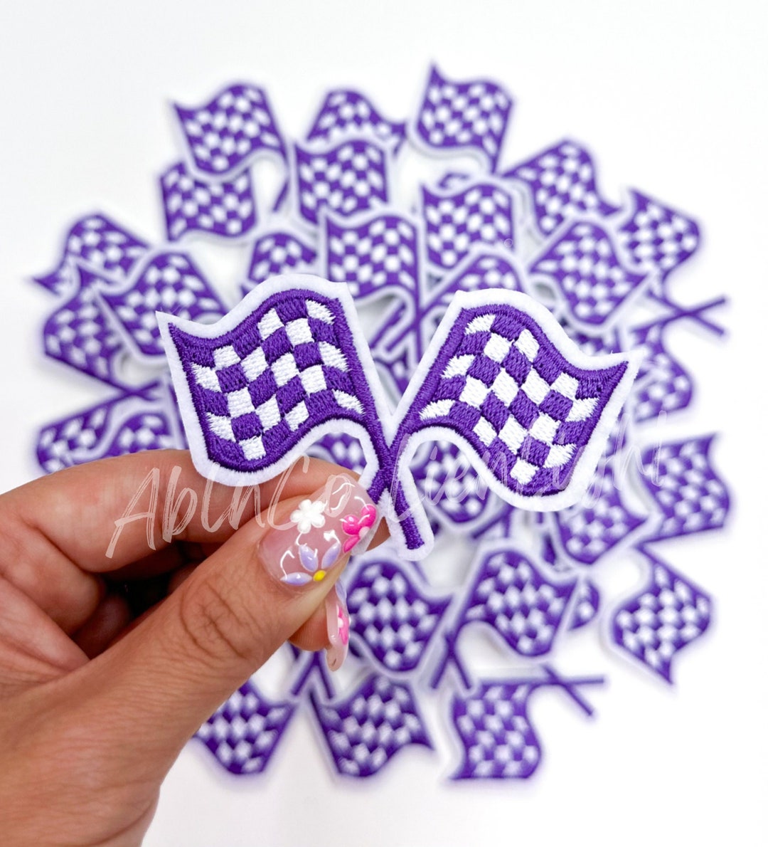 Checkered Flag Patch, Purple Racing Flag Patch, Retro Patch, Motor ...