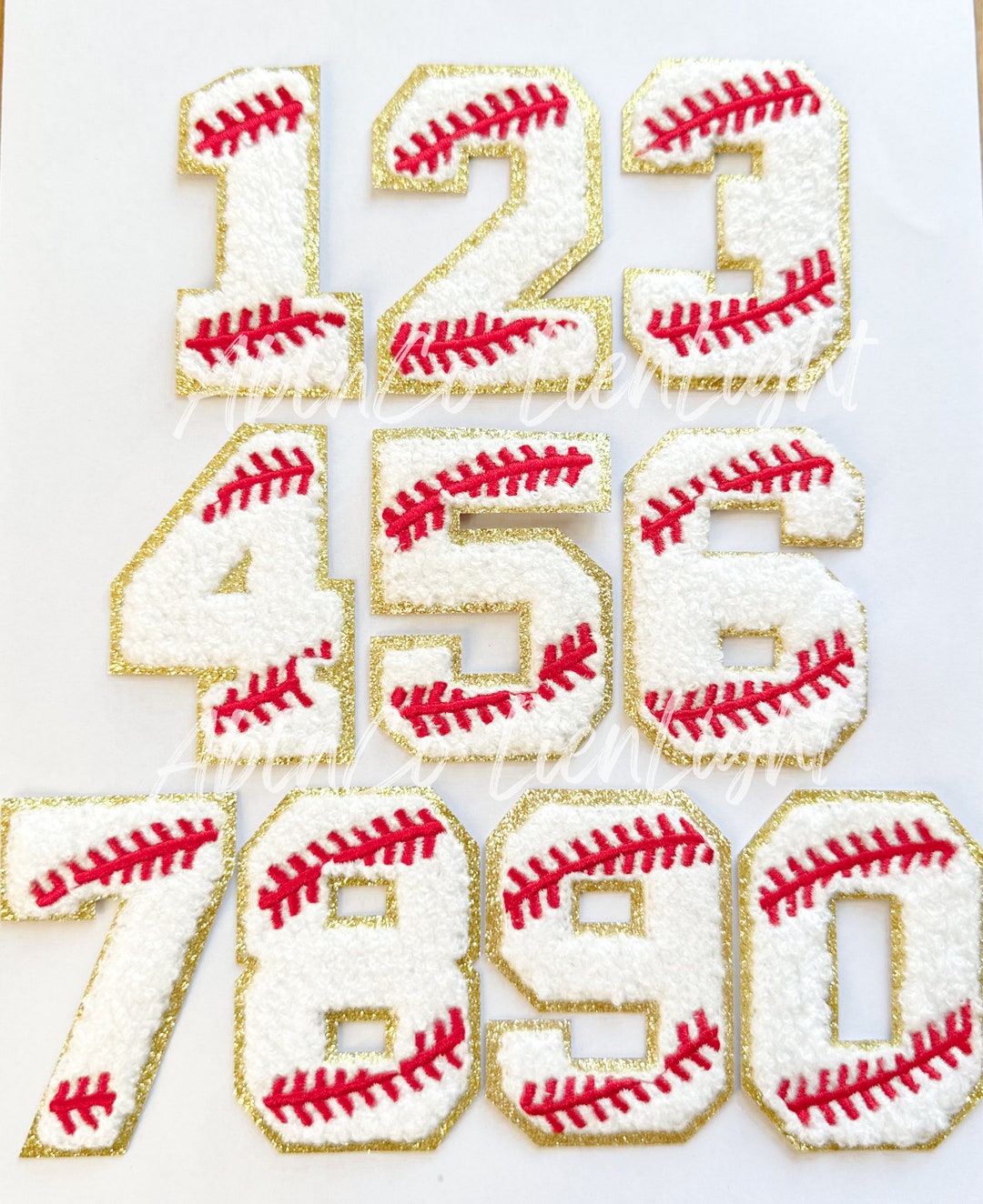 Baseball Number Chenille Patch: Iron on DIY Hat Patch (3