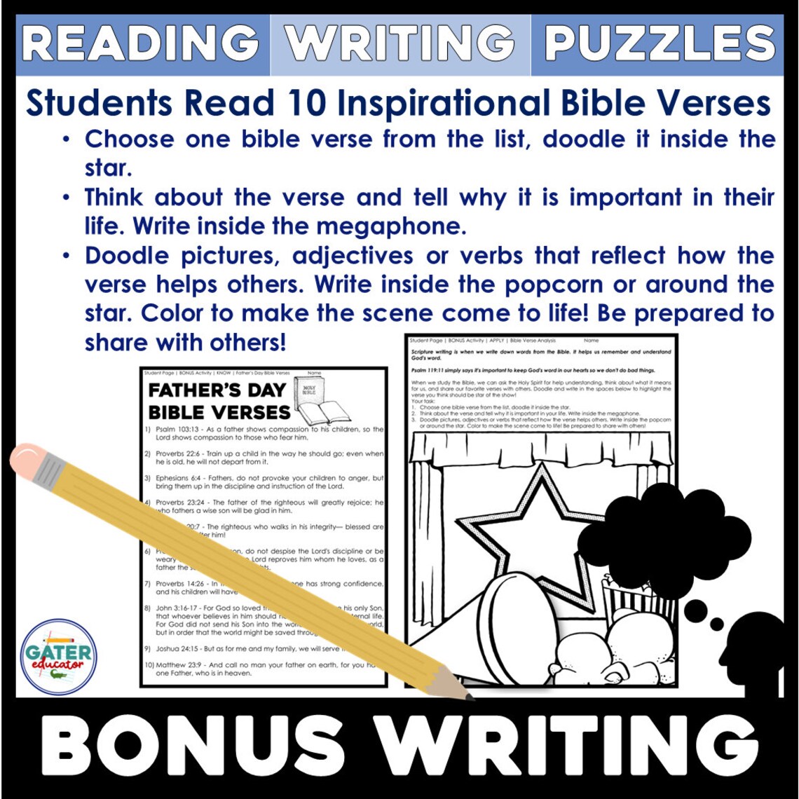 Father's Day Activity Sheets Escape Room Game Bible Kids and Family ...