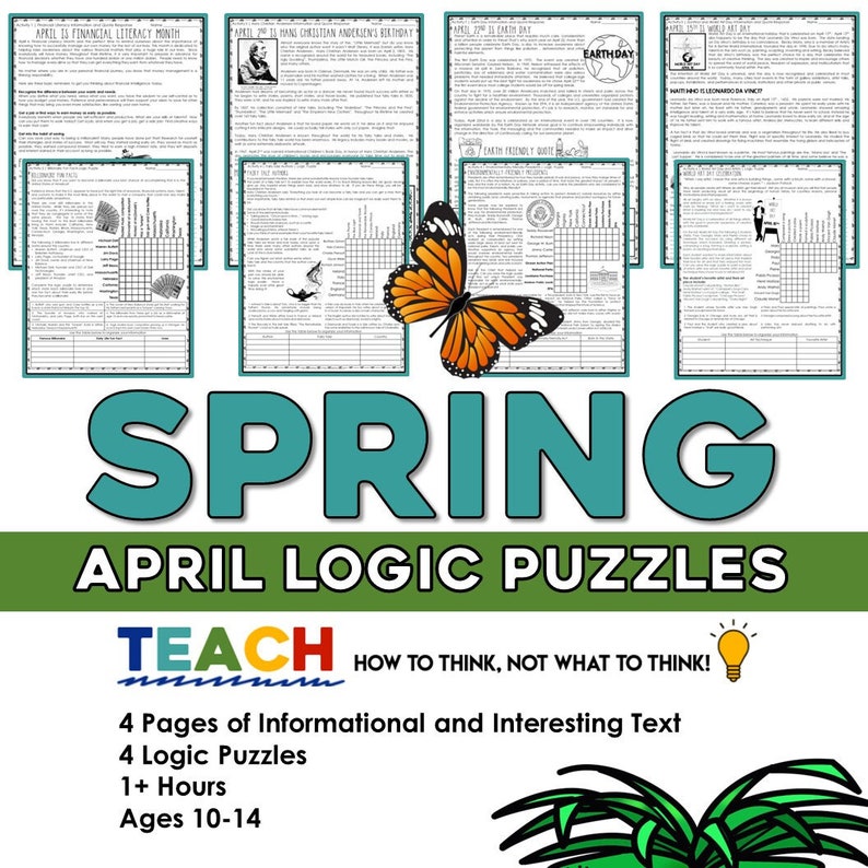Spring Activities for Kids, Printable Activity Bundle, Logic Puzzles ...