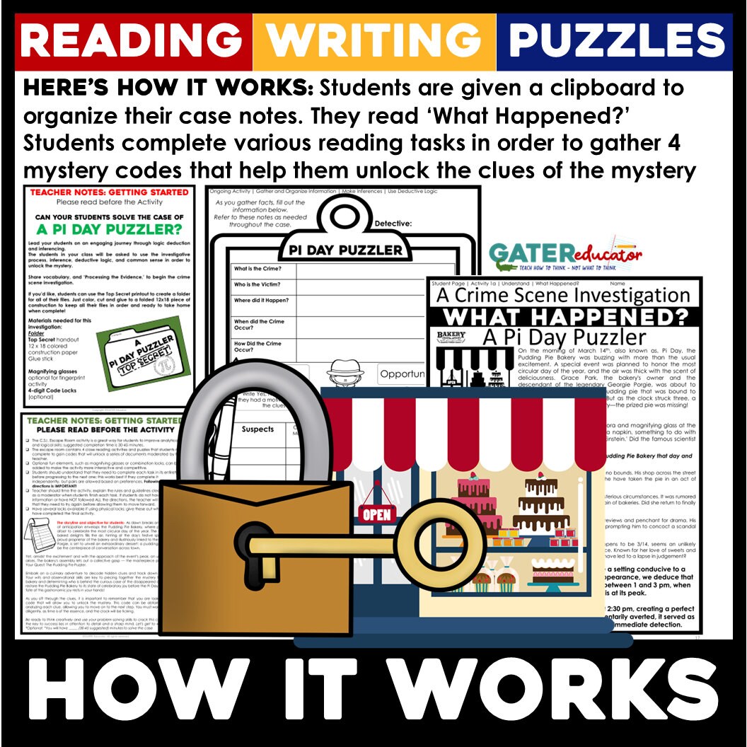 Pi Day Escape Room Kids Mystery Reading Comprehension Crime Scene ...