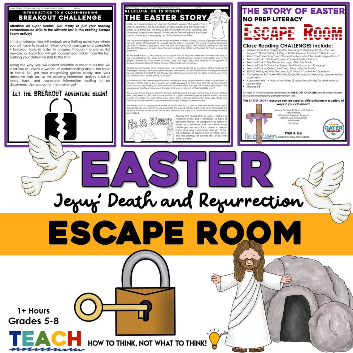 Easter Escape Room Game Bible Kids and Family Printable Party Game for ...
