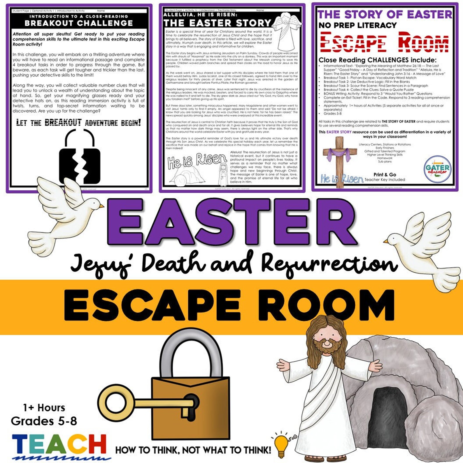 Easter Escape Room Game | Bible Kids and Family Printable Party Game ...