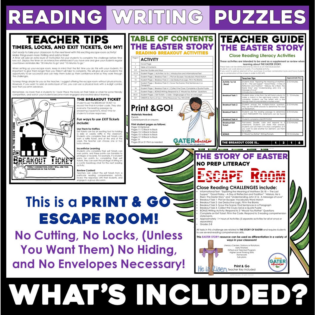 Easter Escape Room Game | Bible Kids and Family Printable Party Game ...