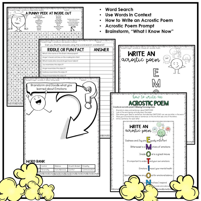 MOVIE GUIDE Film Study Activity for INSIDE Out | Worksheet | Graphic ...