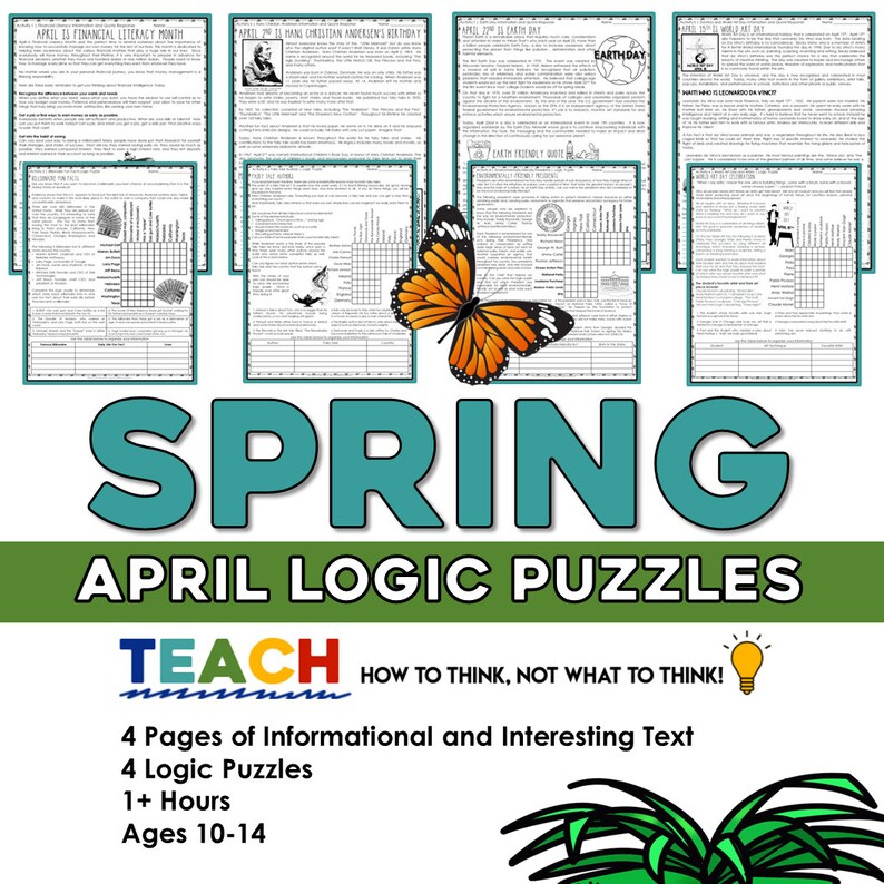 Spring Activities for Kids, Printable Activity Bundle, Logic Puzzles ...