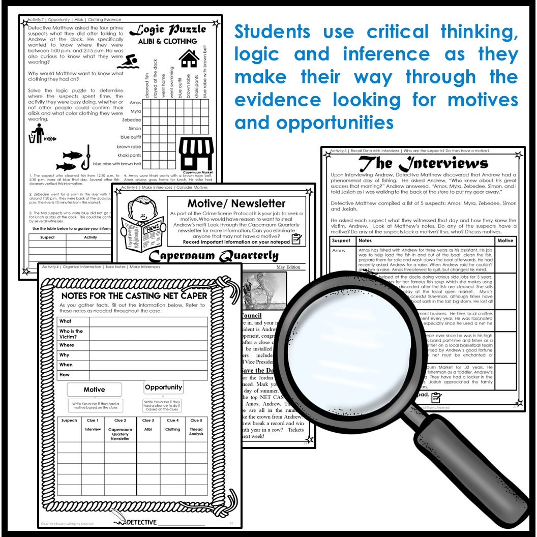 Bible Kids and Family Printable Game Mystery Reading Comprehension ...