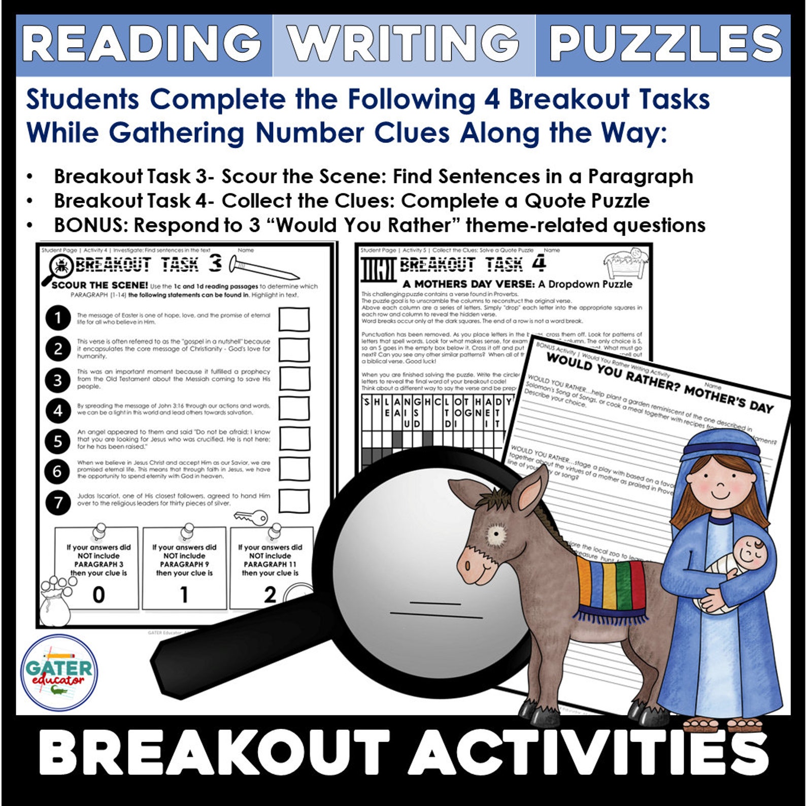 Mothers Day Activity Sheets Escape Room Game | Bible Kids and Family ...