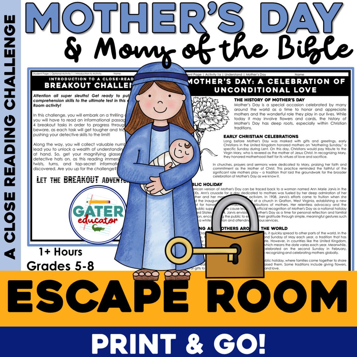 Mothers Day Activity Sheets Escape Room Game | Bible Kids and Family ...