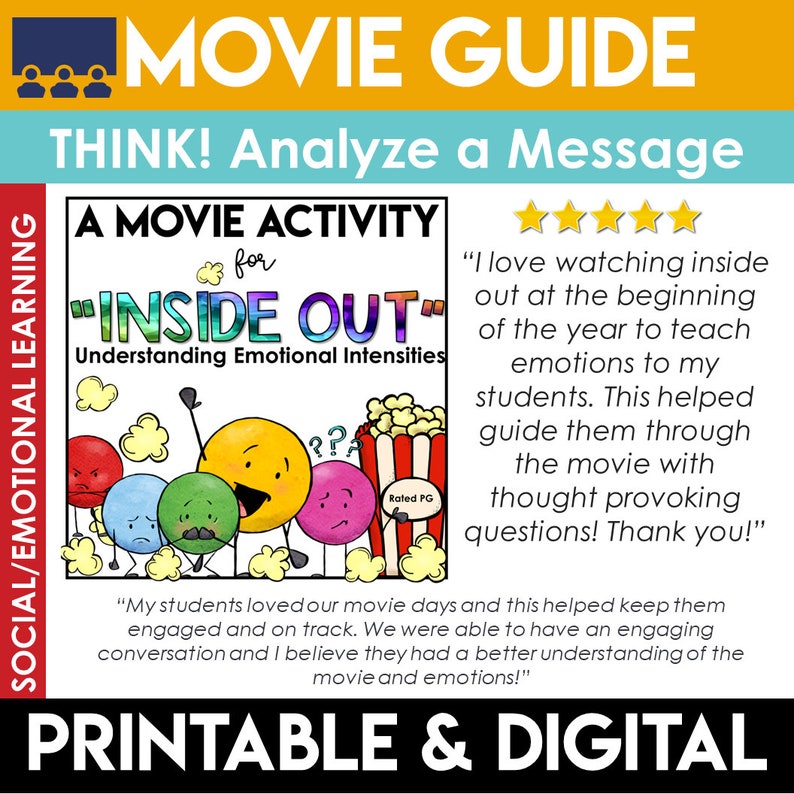 MOVIE GUIDE Film Study Activity for INSIDE Out Worksheet Graphic ...