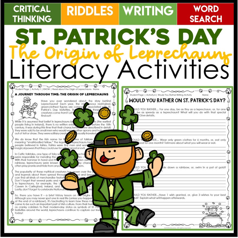 St. Patrick's Day Printable Kids Activity Bundle, St Patrick's Day ...