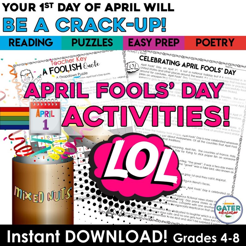 April Fools Day Printable Kids Activity Bundle, April Fools Day ...