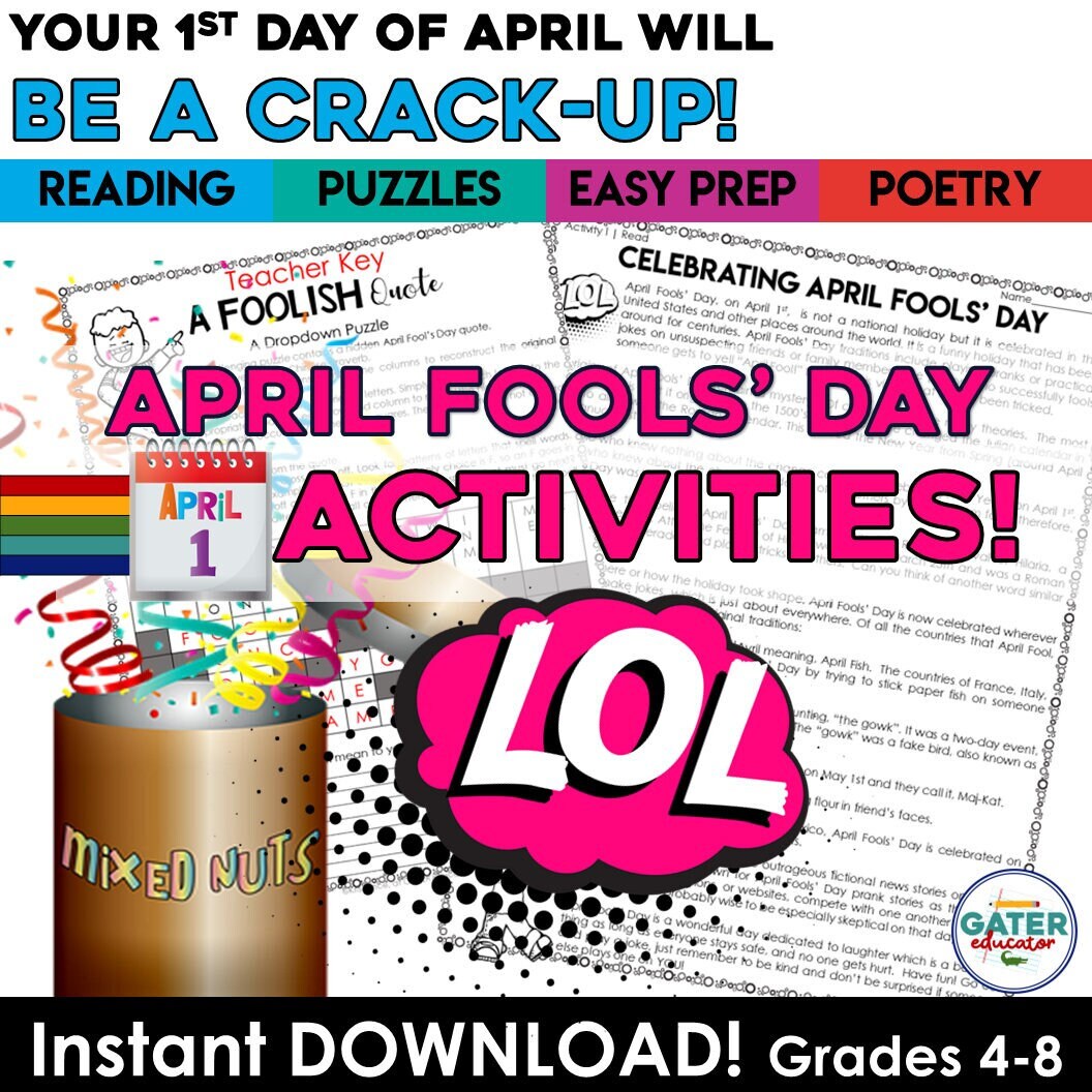 April Fools Day Printable Kids Activity Bundle, April Fools Day ...