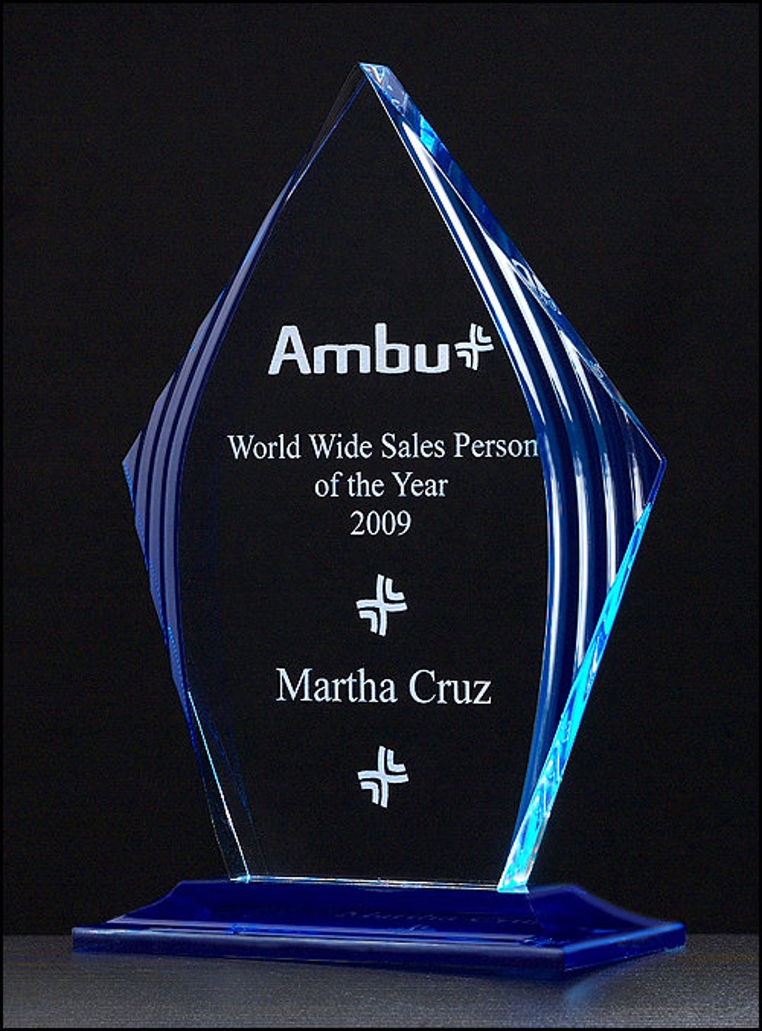 Flame Series With Blue Accented Upright and Base Appreciation Award ...