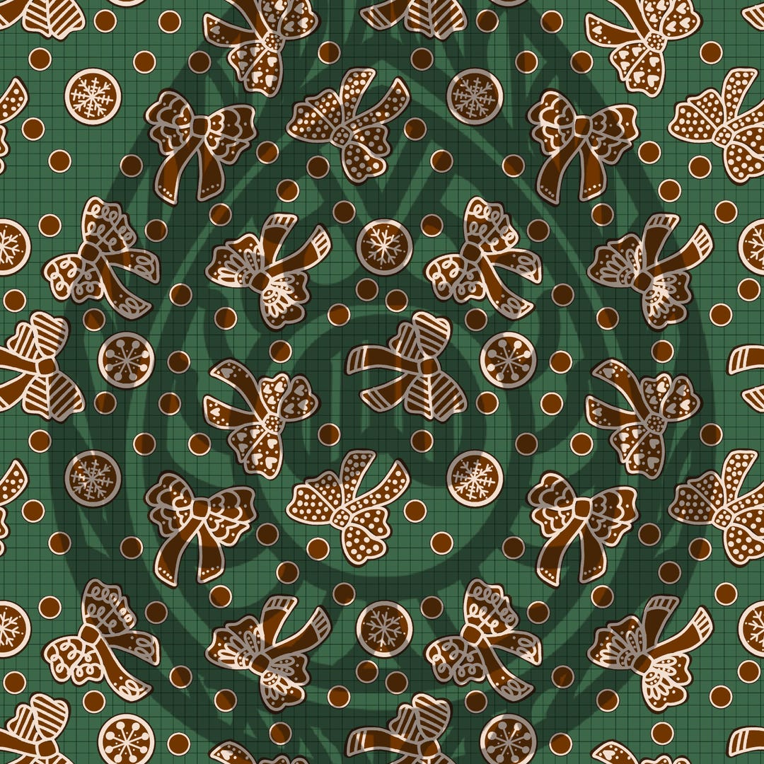 Gingerbread Bows - Green Background - Etsy