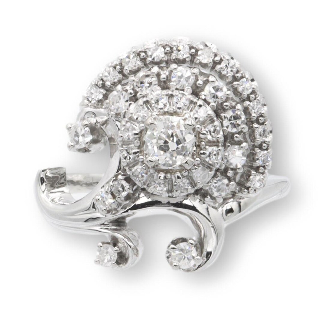 Vintage Jabel 14k White Gold Old Cut Diamond Cluster Cocktail Ring - Etsy