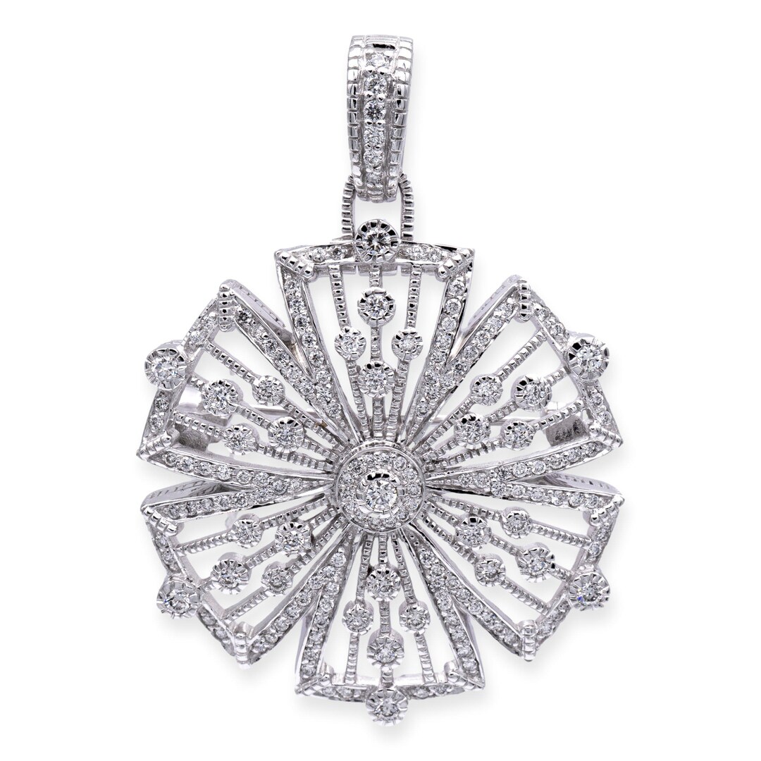 Vintage Judith Ripka 18k White Gold Round Diamond Filligree Brooch ...