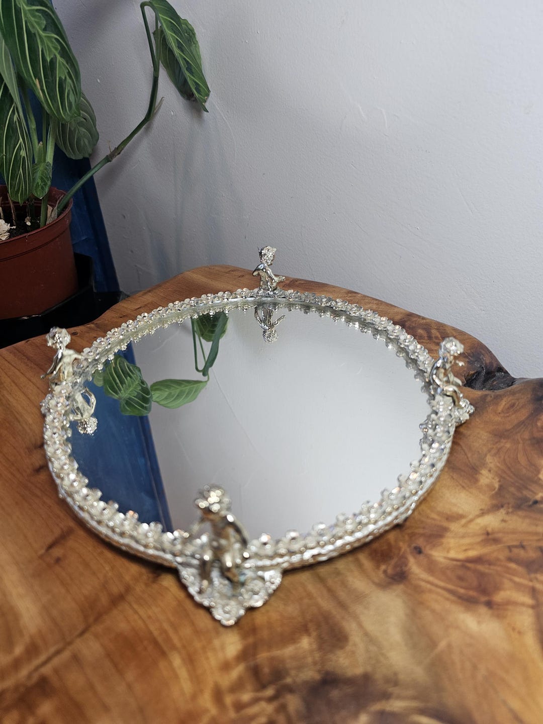 Vintage Sam Fink Vanity Tray Mirror With Cherubs and Flowers - Etsy