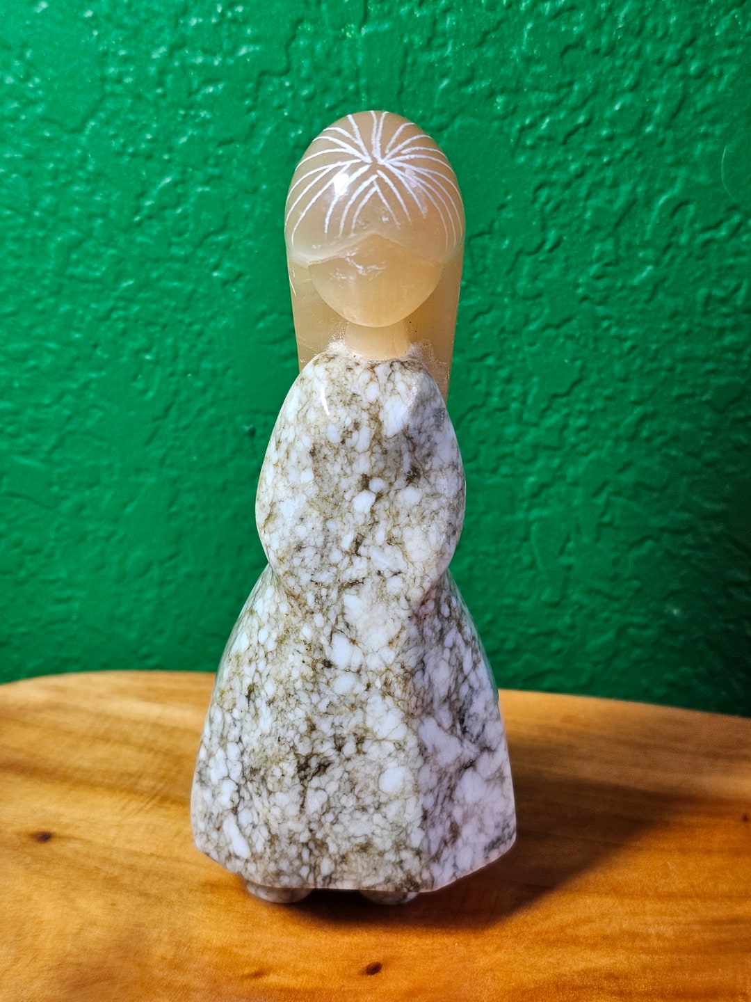 Vintage Hand Carved Russian Selenite & Marble Girl Figurine - Etsy