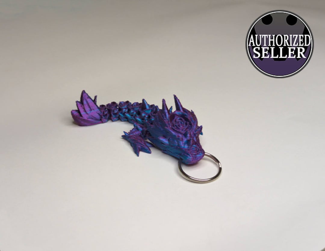 Rose Dragon Keychain 3D Printed Articulated - Etsy