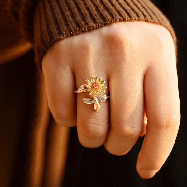 Sunflower Ring - Etsy