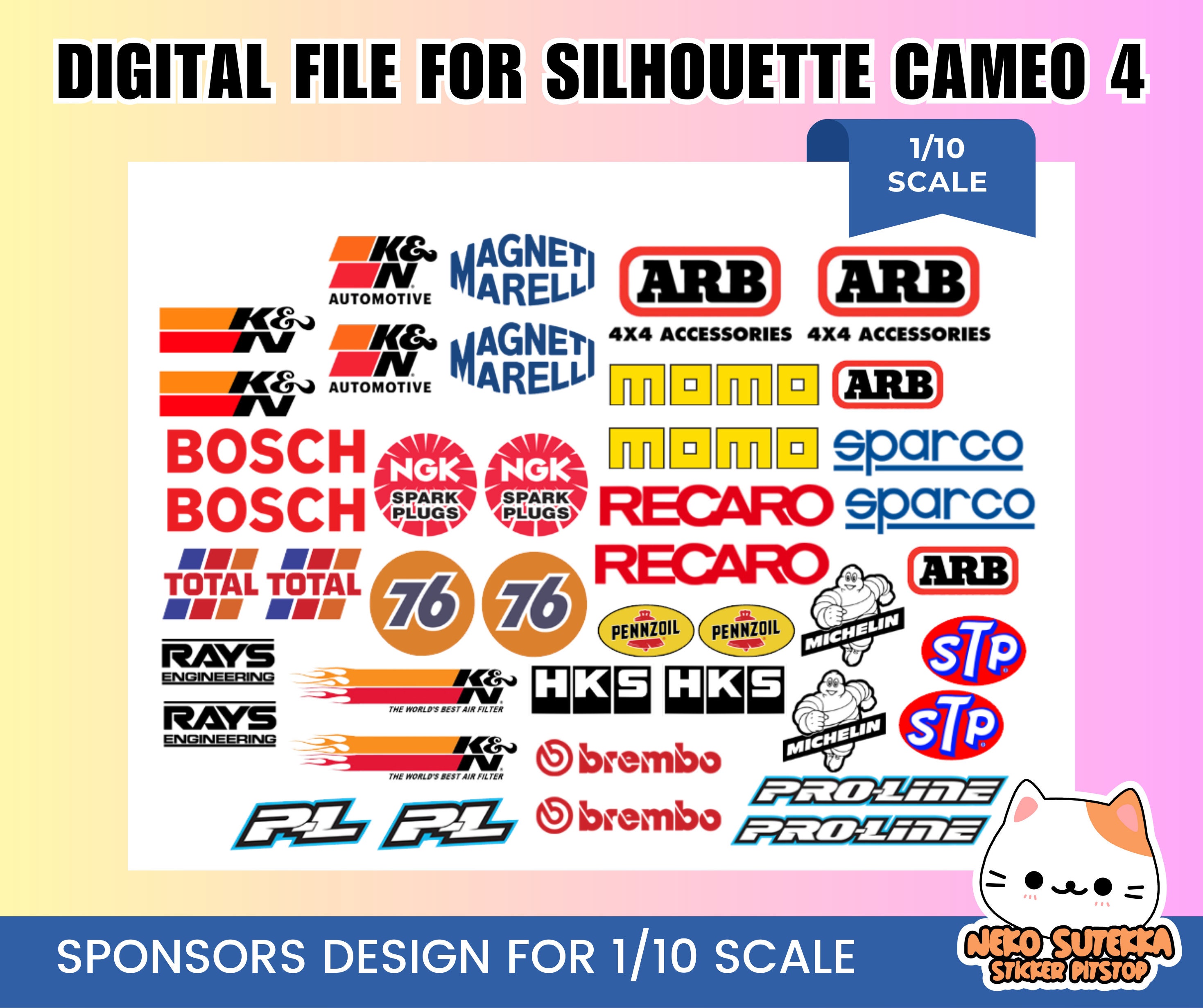 Sponsors Decal Sticker for RC Car digital Download for Silhouette Cameo ...