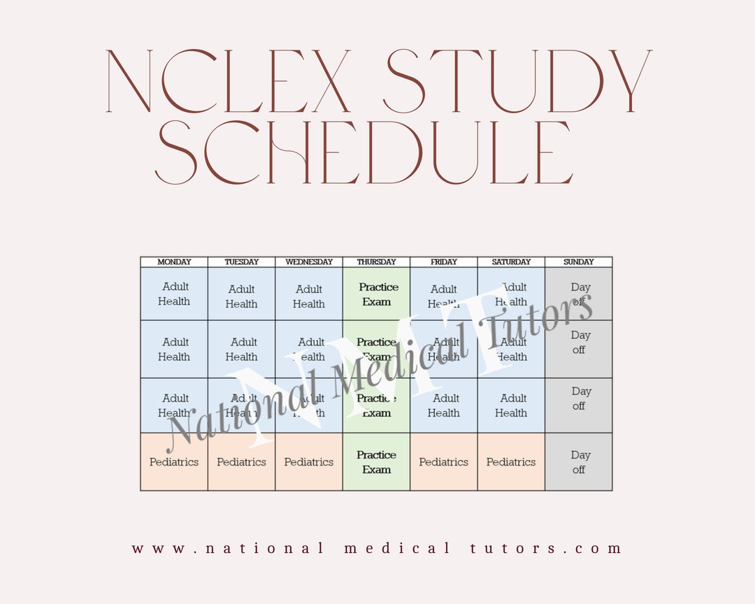 NCLEX Study Calendar Etsy