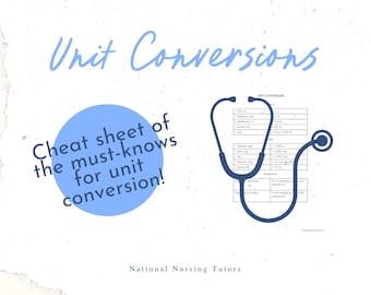Nursing Unit Conversions and Equivalents Cheat Sheet, Digital PDF With Practice Problems ...