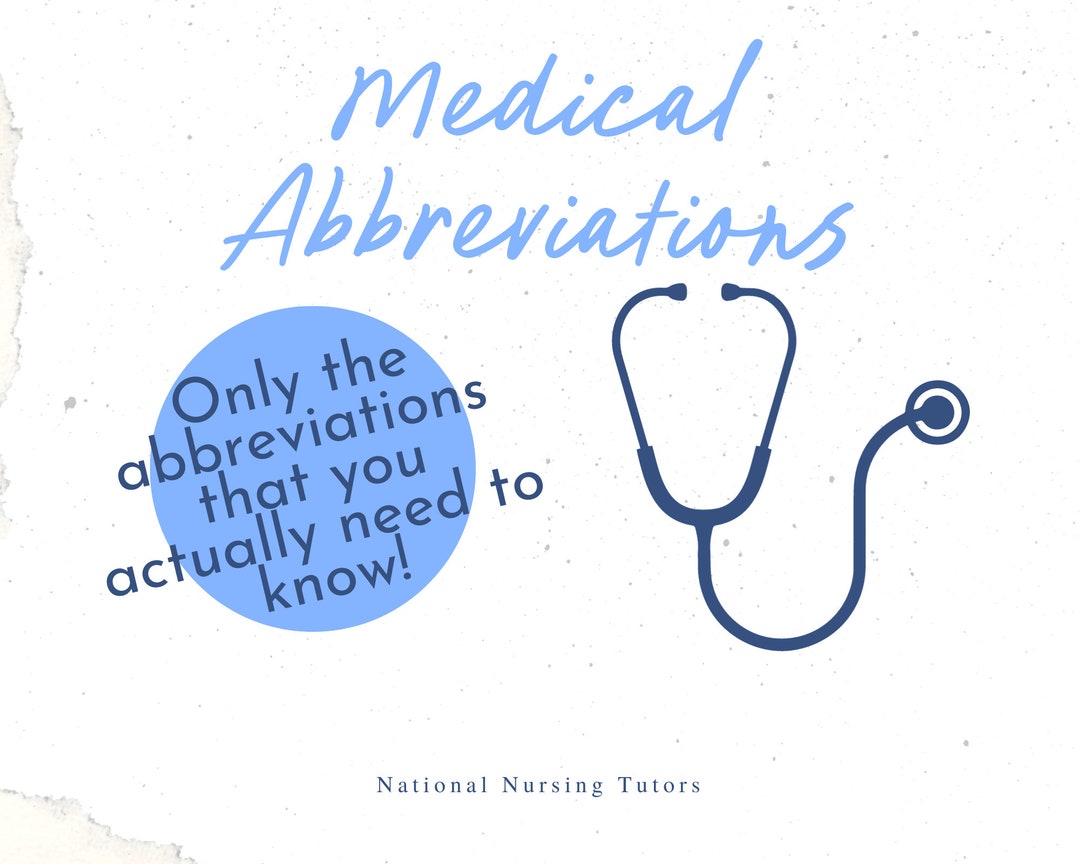 Medical Abbreviations for Nursing School - Etsy
