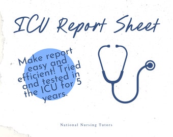 RN Cardiac ICU Report Sheet, Structured Report Sheet for Rns in Cardiac ...