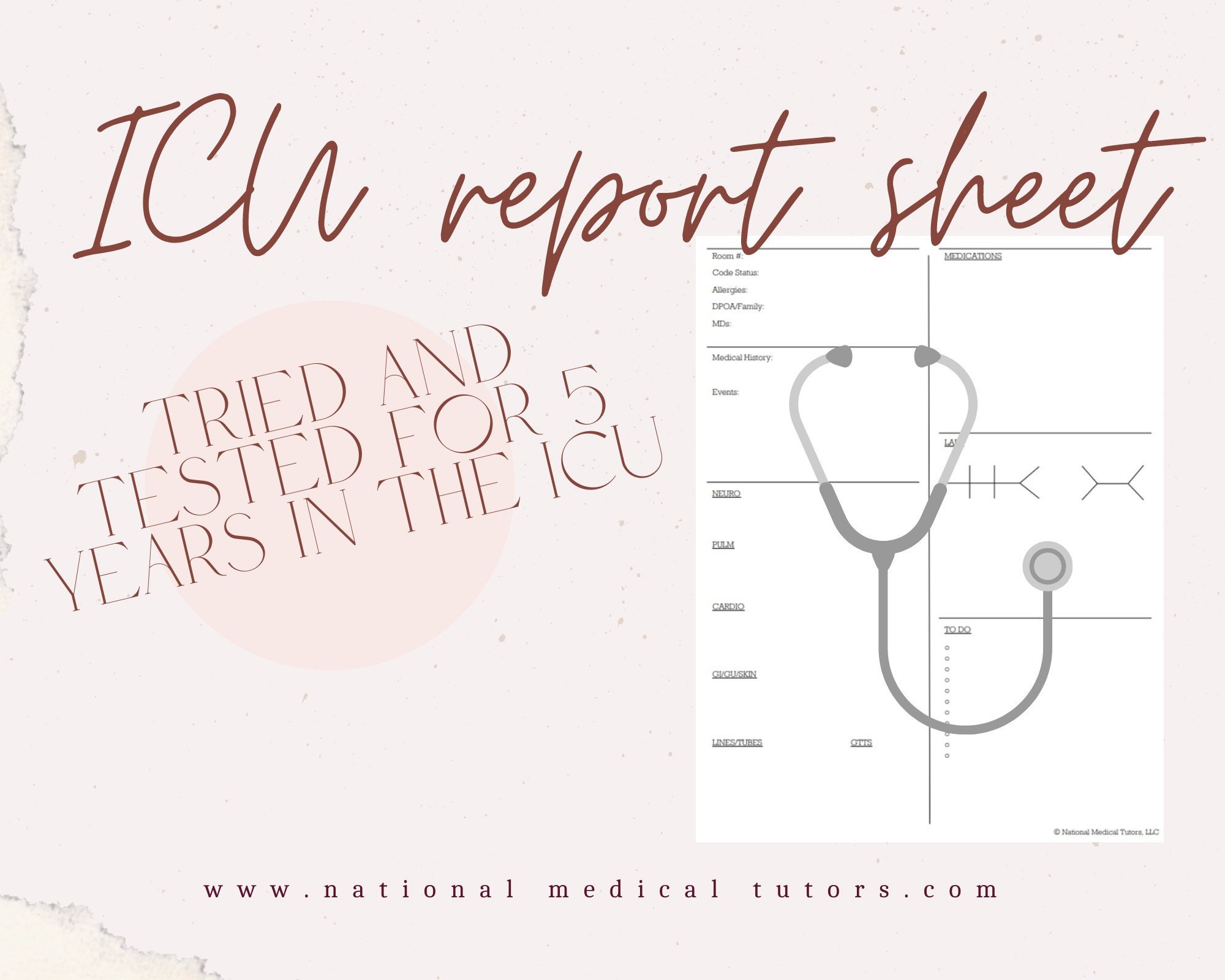 ICU Report Sheet - Etsy