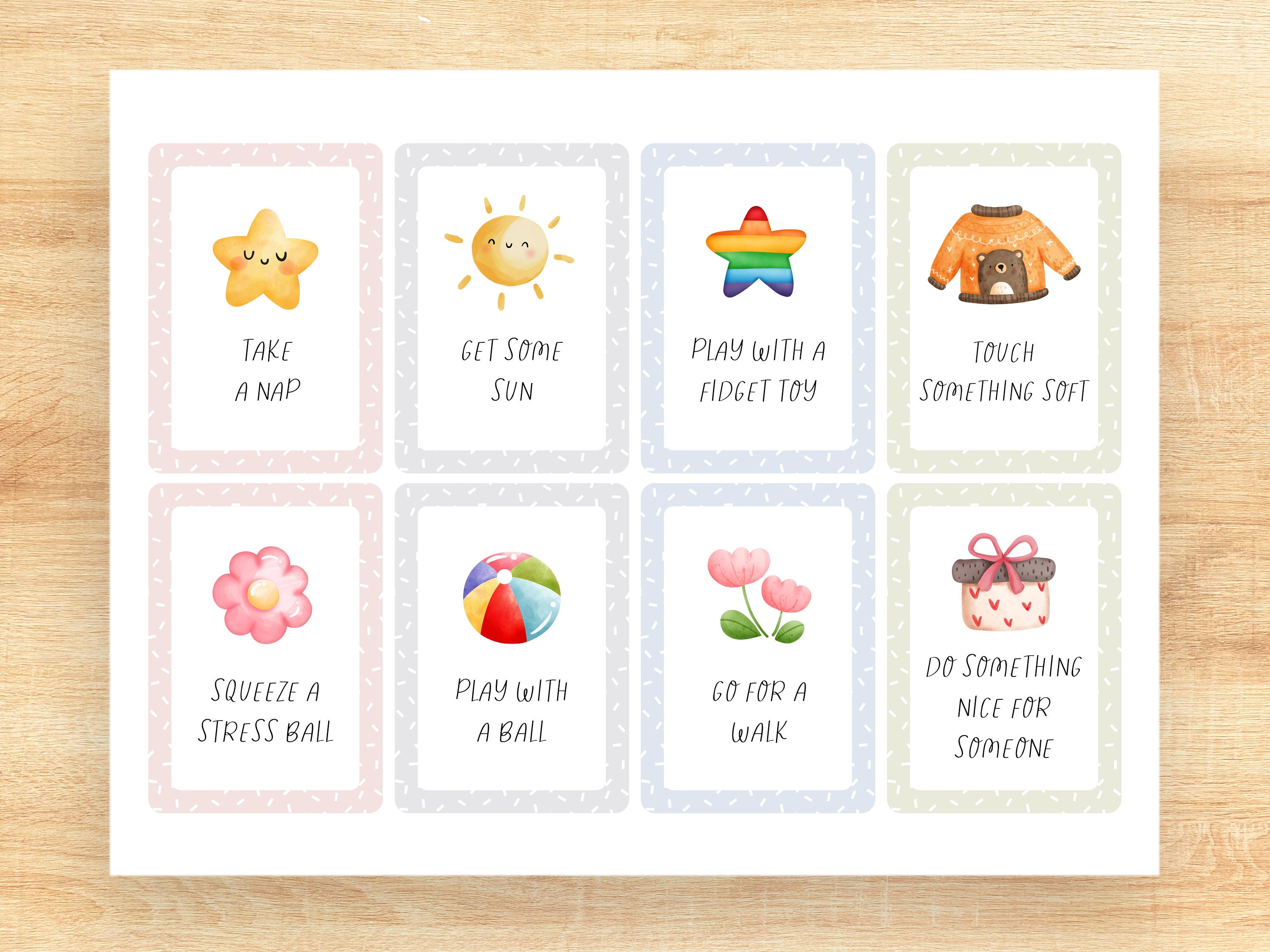Coping Skills Cards Original Collection, Cute Pastel Watercolor ...
