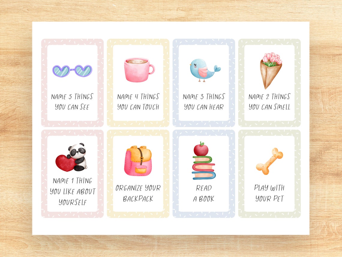 Coping Skills Cards Original Collection, Cute Pastel Watercolor ...