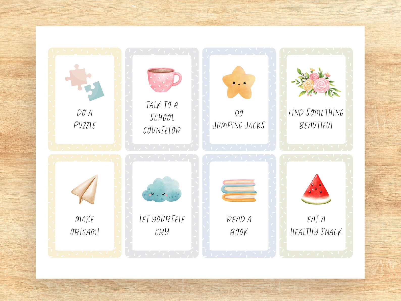 Coping Skills Cards Original Collection, Cute Pastel Watercolor ...