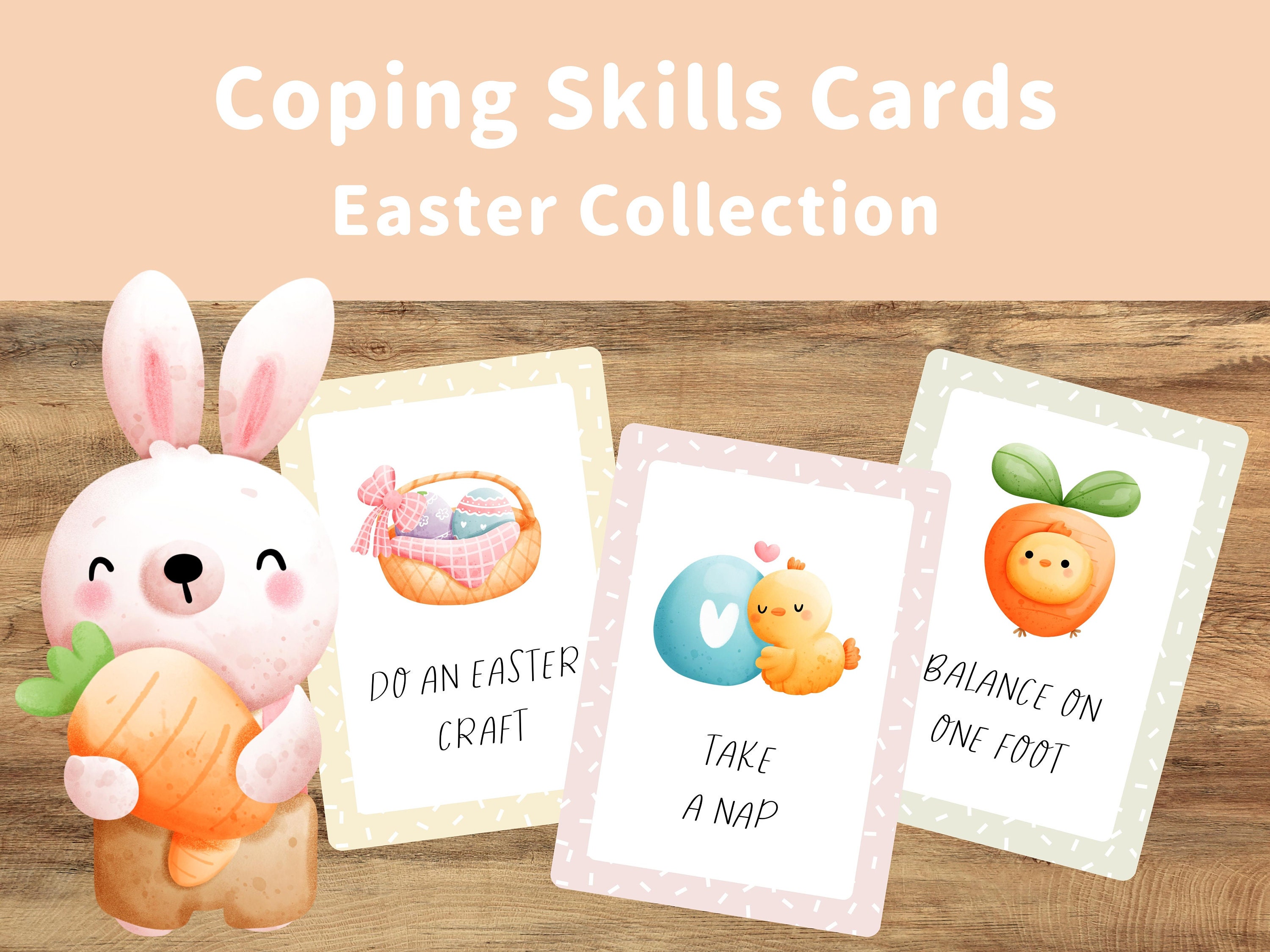 Easter Coping Skills Cards Printable for Kids, Cute Pastel Calm Down ...