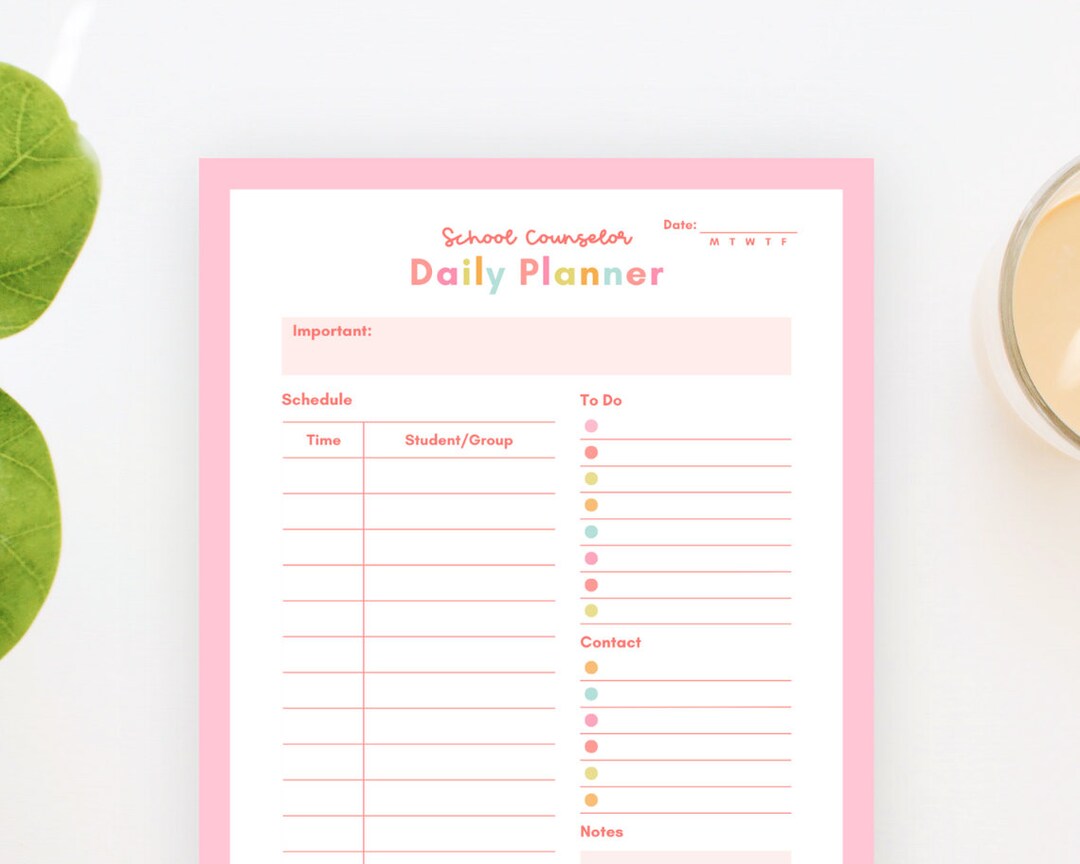 School Counselor Daily Planner Notepad, Schedule, to Do, Contact - Etsy