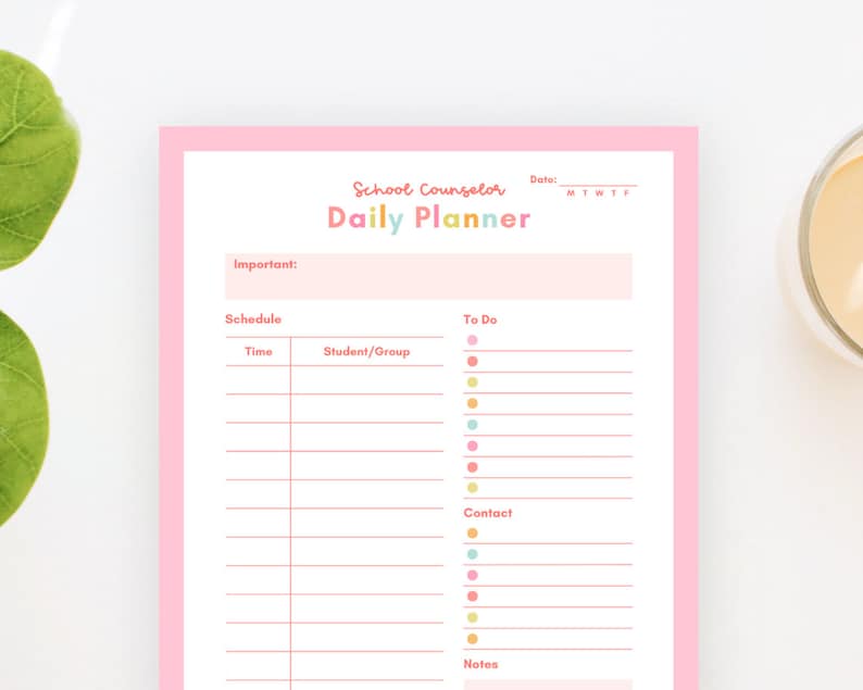 School Counselor Daily Planner Notepad, Schedule, to Do, Contact - Etsy