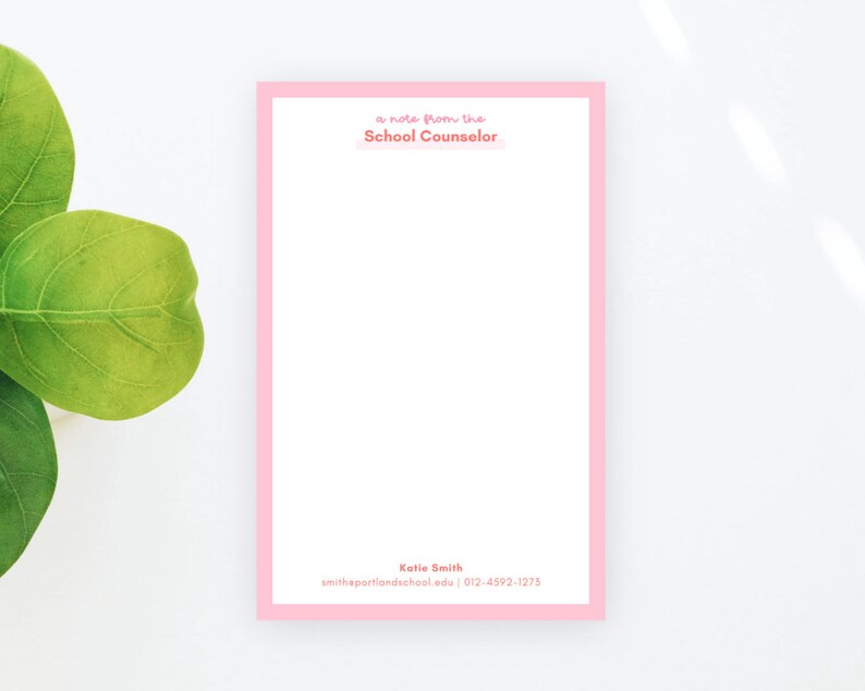 A Note From the School Counselor Notepad, Personalized - Etsy