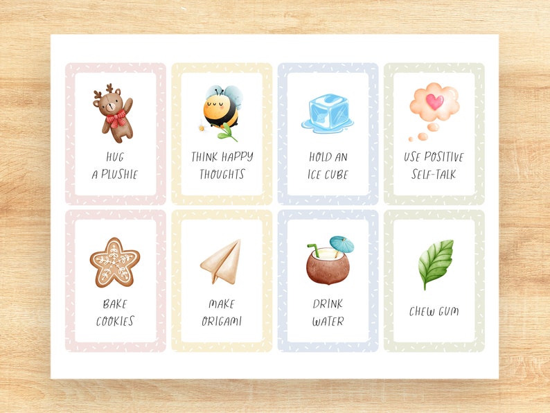 Coping Skills Cards Original Collection, Cute Pastel Watercolor ...