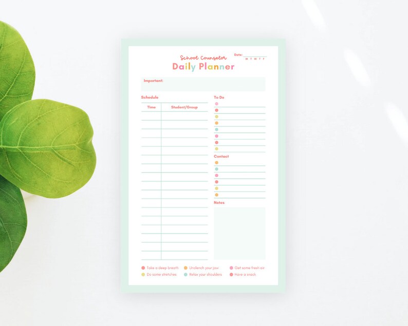School Counselor Daily Planner Notepad, Schedule, to Do, Contact - Etsy