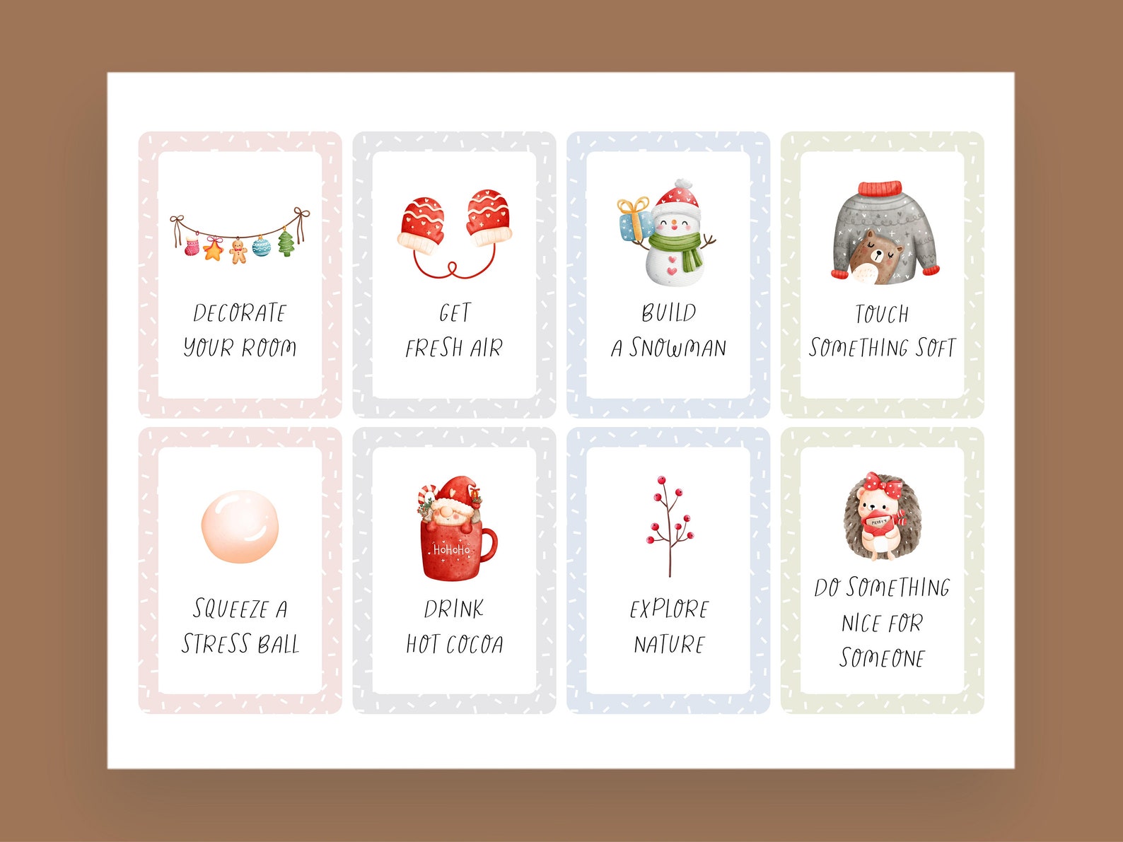Cute Christmas Coping Skills Cards for Kids, Calm Down Cards for Teens ...