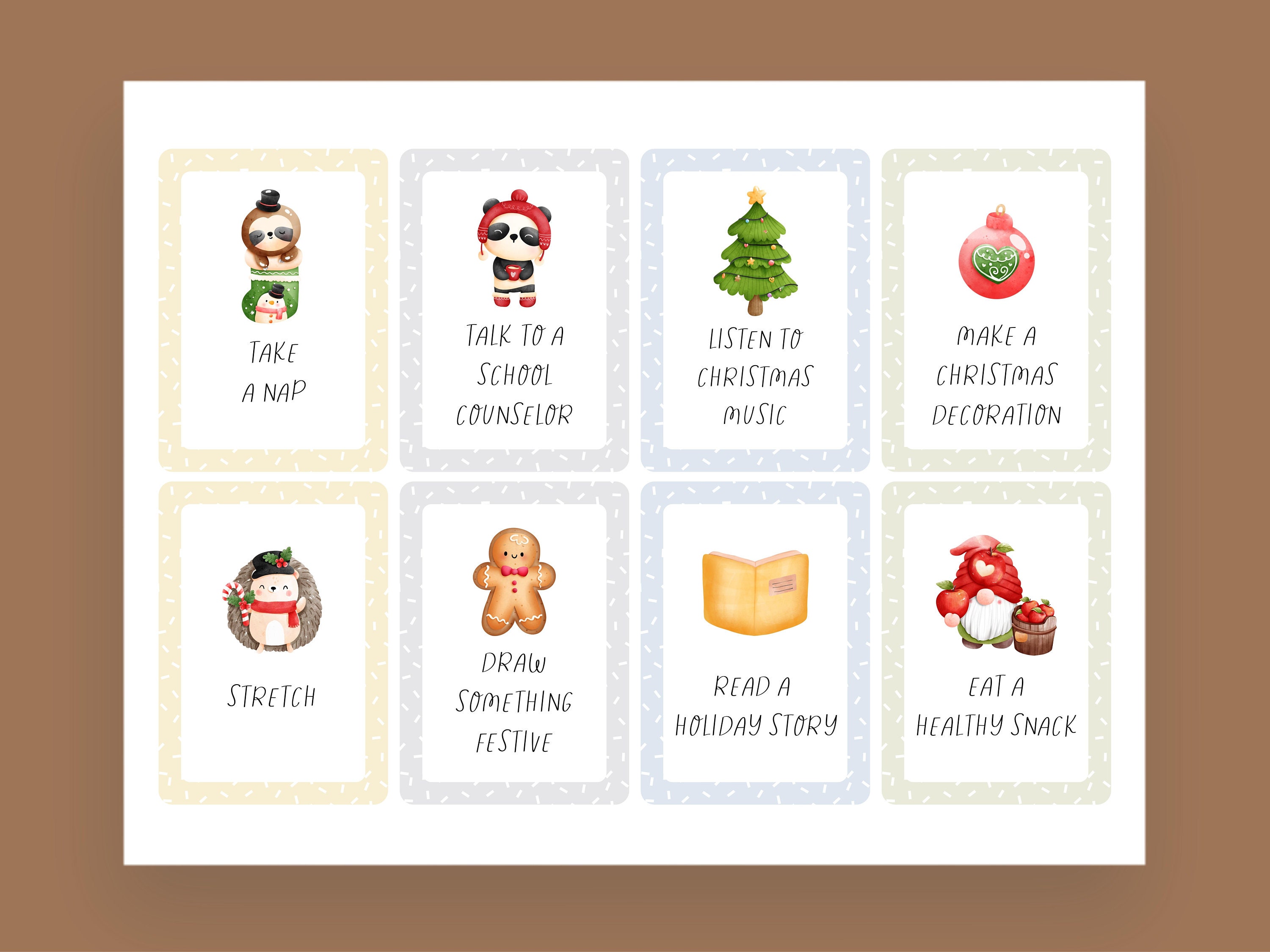 Cute Christmas Coping Skills Cards for Kids, Calm Down Cards for Teens ...
