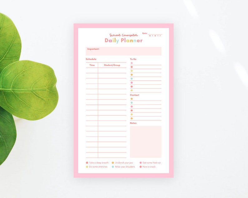 School Counselor Daily Planner Notepad, Schedule, to Do, Contact - Etsy