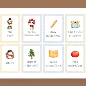 Coping Skills Cards for Kids Holiday Collection, Cute Pastel Watercolor ...