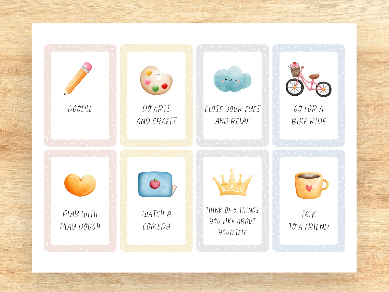 Coping Skills Cards Original Collection, Cute Pastel Watercolor ...